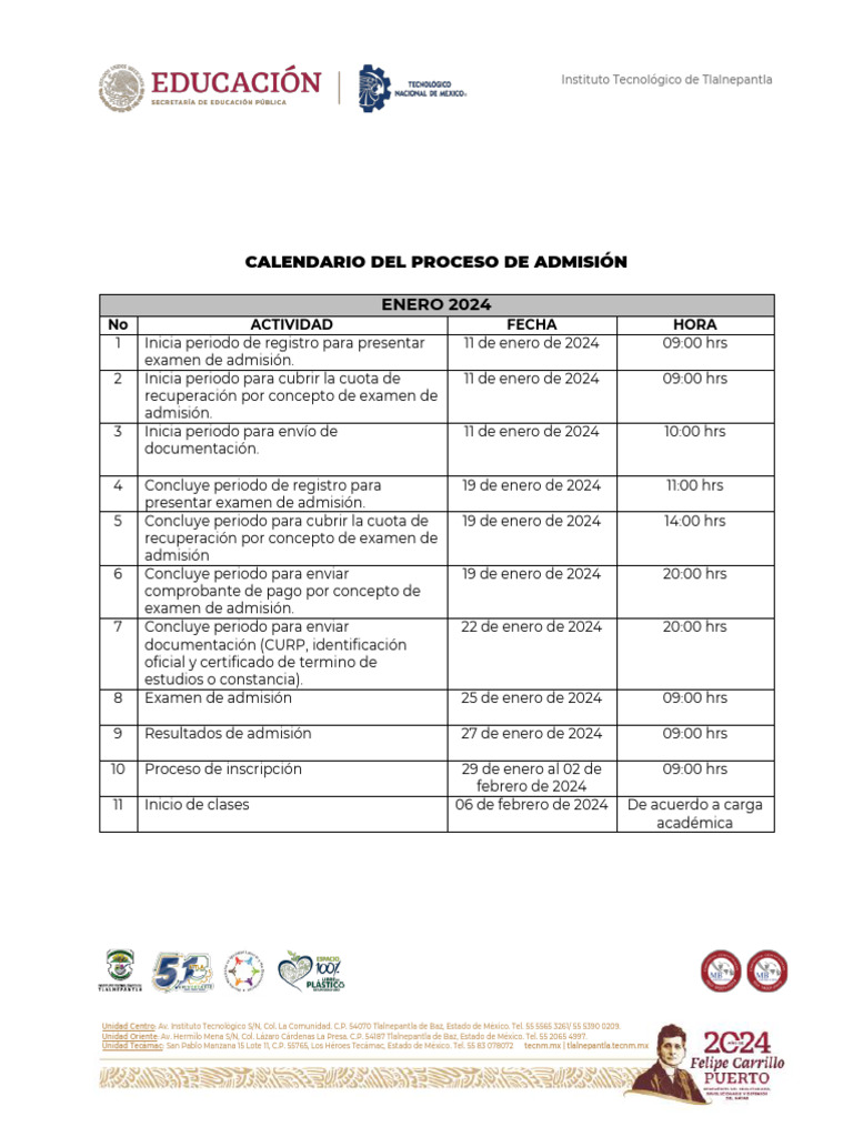 Calendario 20242 | PDF
