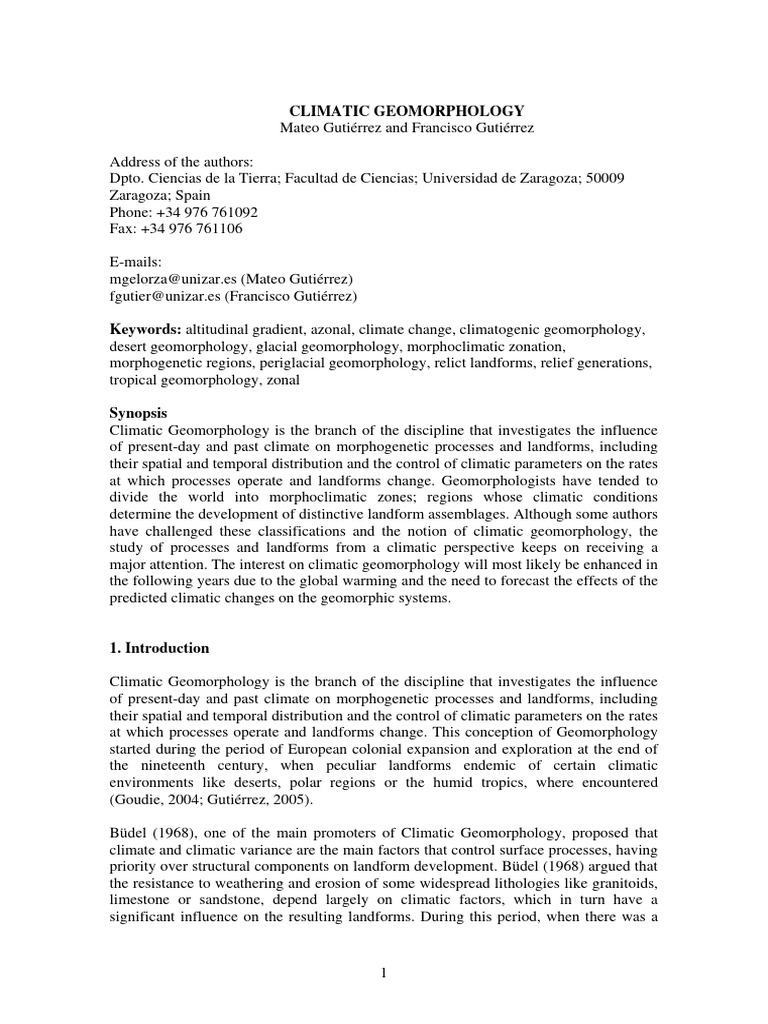 Climatic Geomorphology Overview | PDF | Geomorphology | Climate