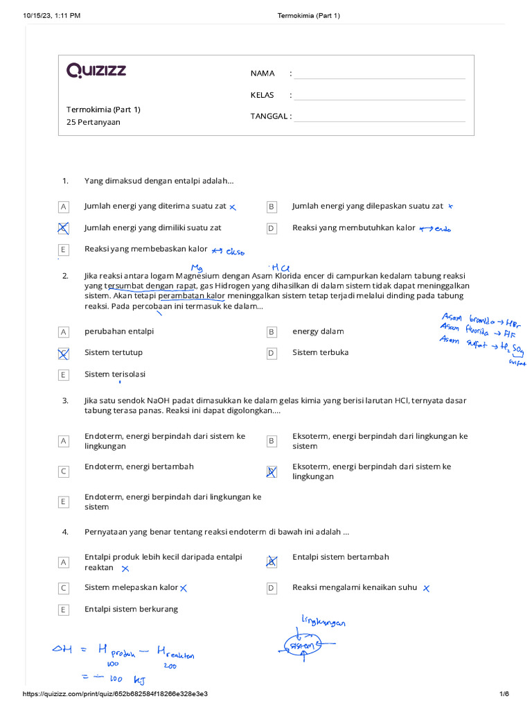 Latihan Soal Termokimia (Part 1) | PDF | Teknologi & Rekayasa
