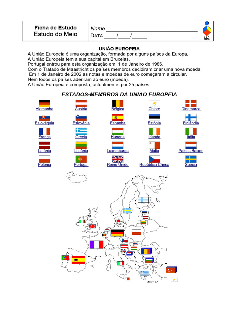 TEORIA Ficha de Estudo A Uniao Europeia | PDF | Europa | União Europeia