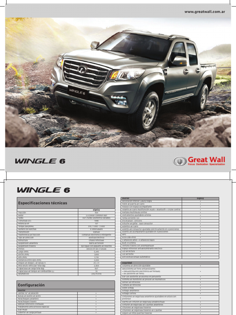 Pick Up Great Wall Wingle 6 Folleto | PDF | Airbag | Eje