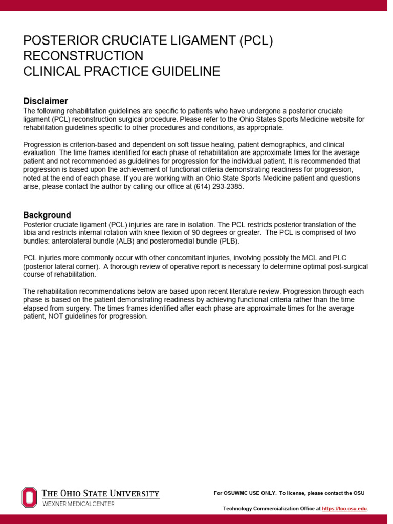 PCL Reconstruction - 2023 | PDF | Knee | Physical Therapy