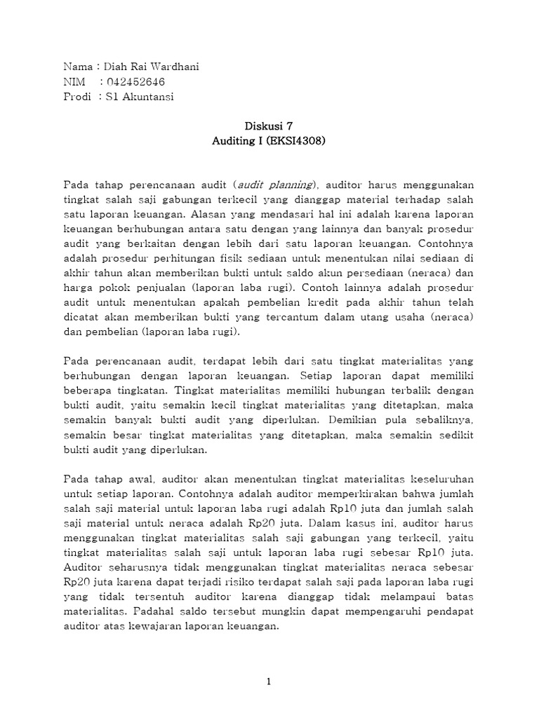 Diskusi 7-Auditing I | PDF