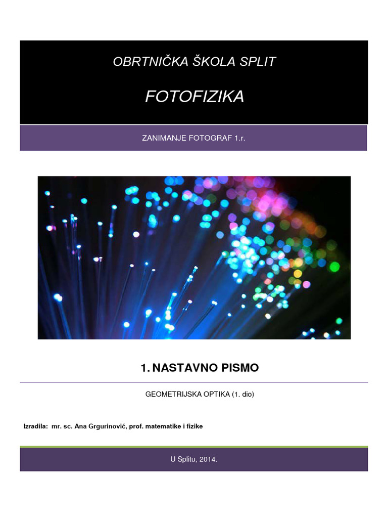 Fotofizika 1. N.P. Geometrijska Optika 1. Dio | PDF