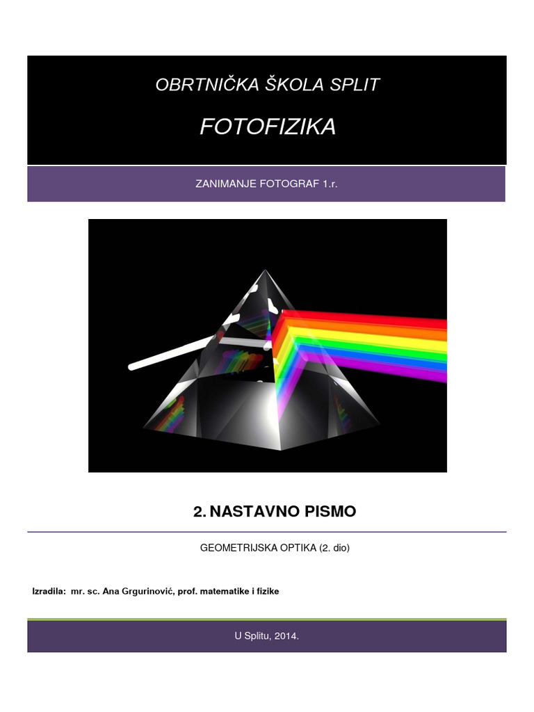 Fotofizika 2. N.P. Geometrijska Optika 2. Dio | PDF