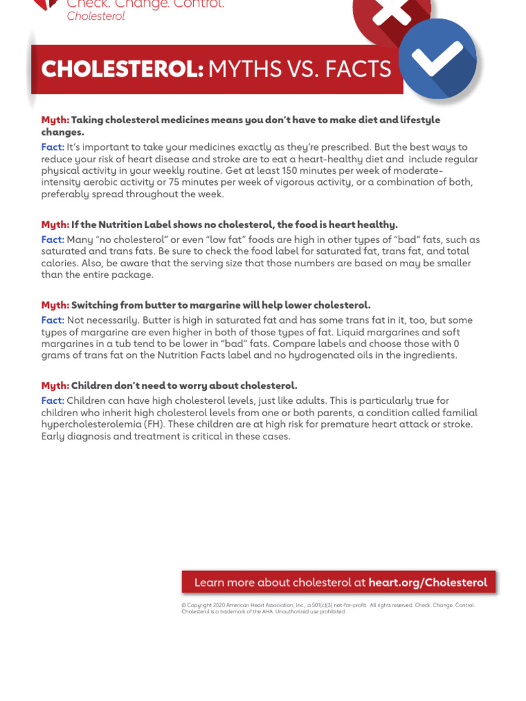 Cholesterol Myths Vs Facts 2 | PDF