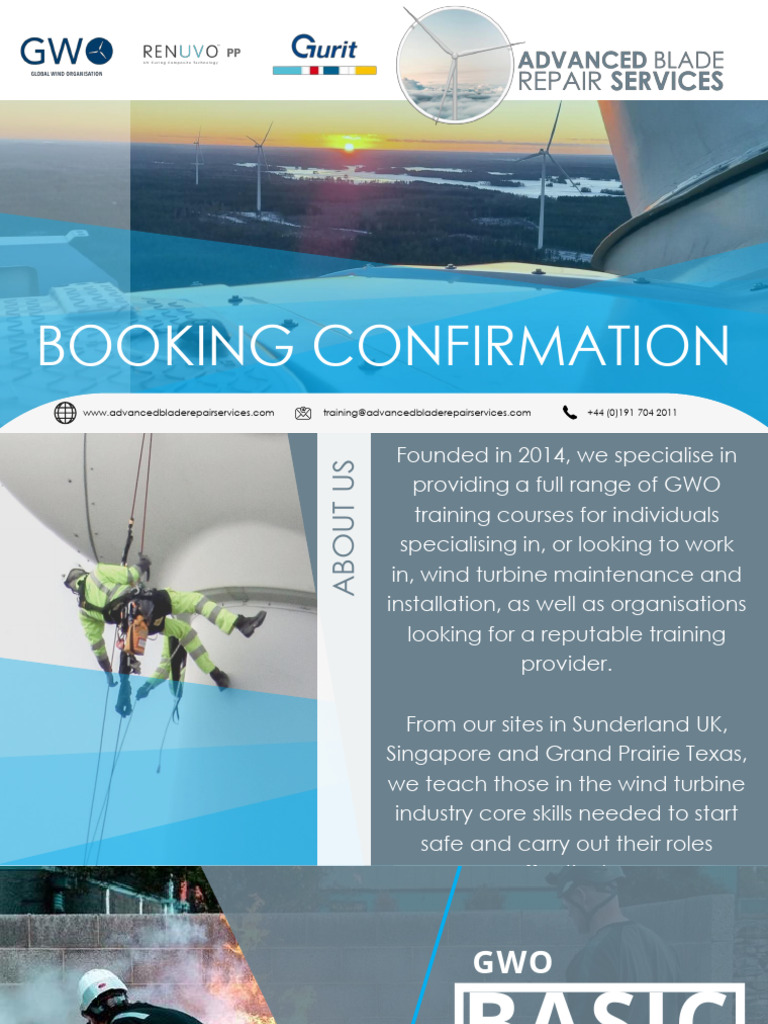GWO Training Course Booking Details | PDF