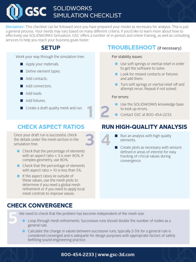 GSC Solidworks Sim Checklist Bundle | PDF | Simulation | Finite Element ...