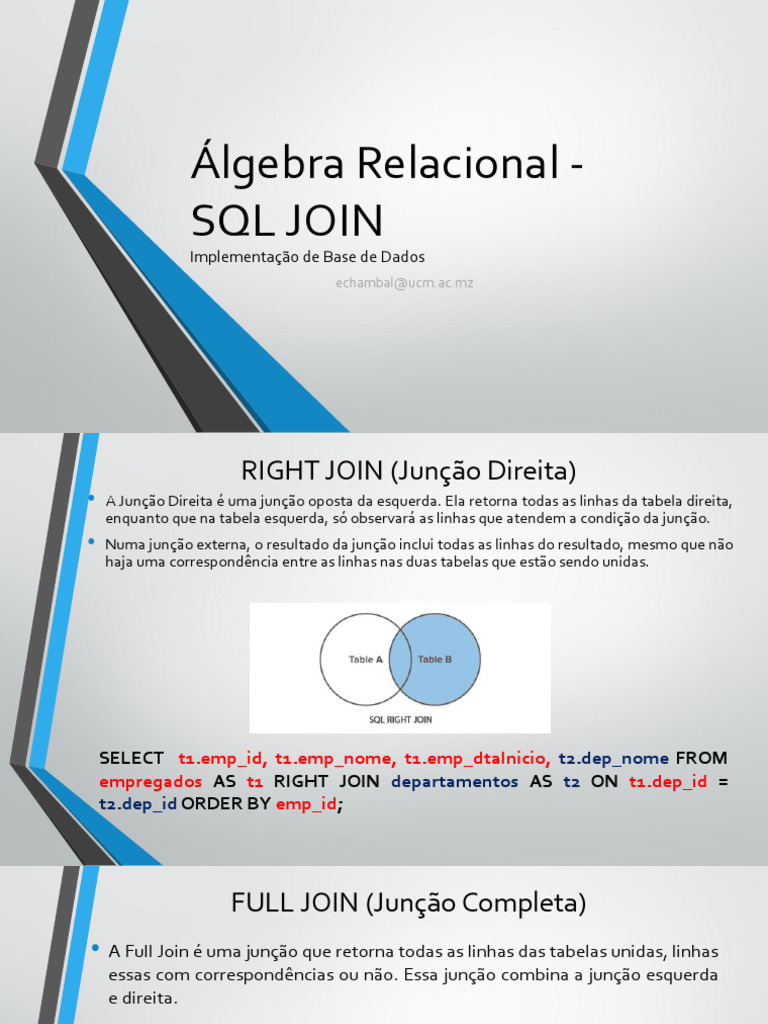 Lecture 5 - Álgebra Relacional - SQL JOIN RIGHT FULL | PDF