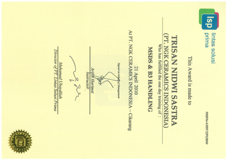 Sert MSDS & B3 Handling | PDF