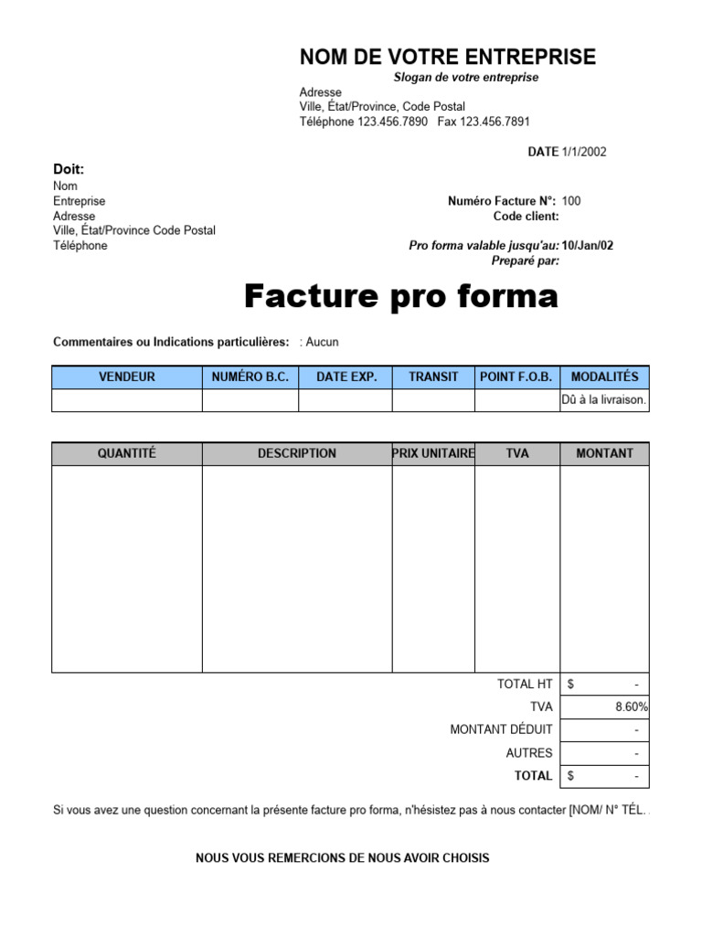 Facture Pro Forma | PDF