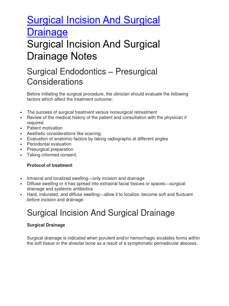 Surgical Incision Drainage | Download Free PDF | Dentistry Branches ...