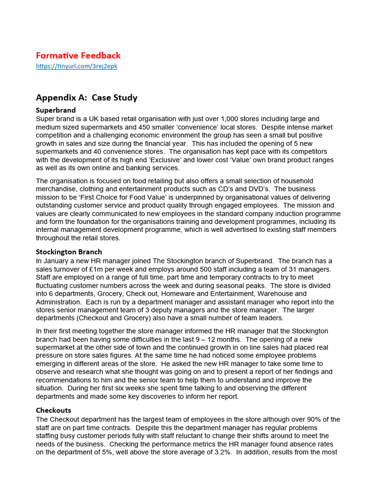 Appendix A Case Study | PDF | Job Satisfaction | Supermarket