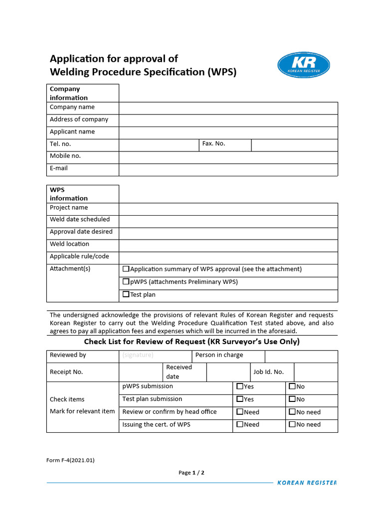 423 - Application For Approval of WPS | PDF | Welding | Construction