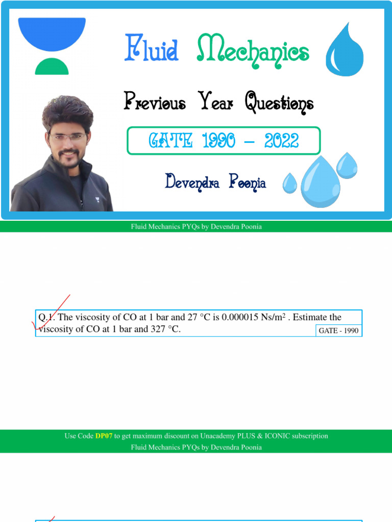 Fluidmechanics PYQ's 1990-2022 | PDF | Fluid Dynamics | Viscosity