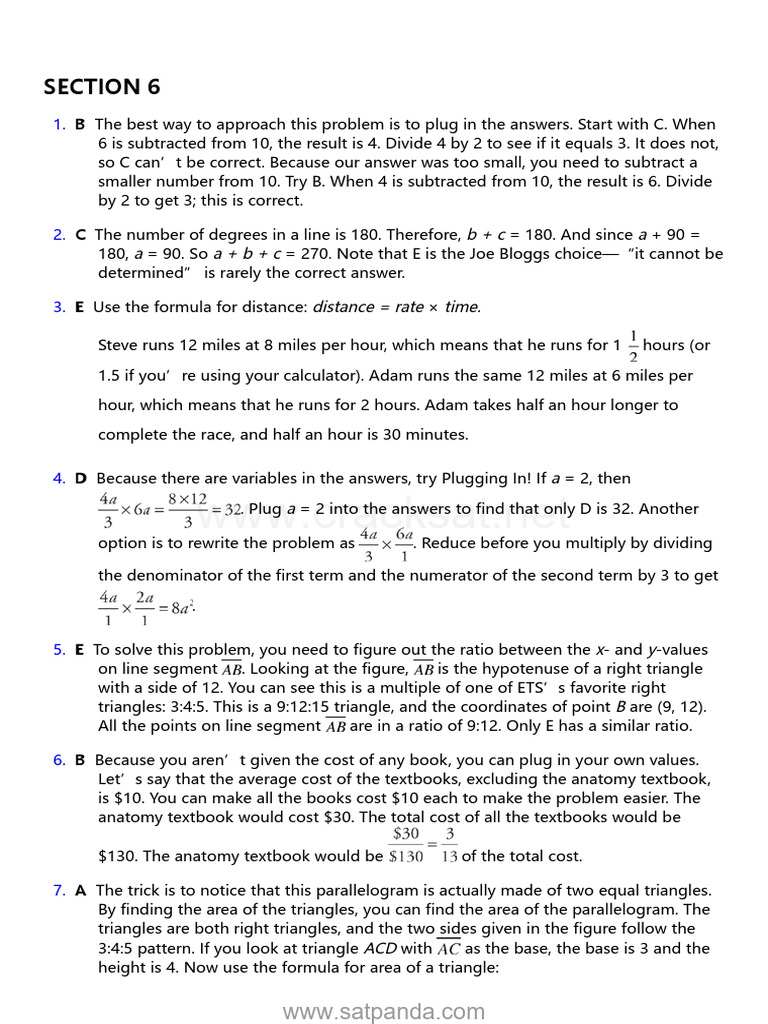 Sat Math Practice Test 3 Answers | PDF | Area | Triangle