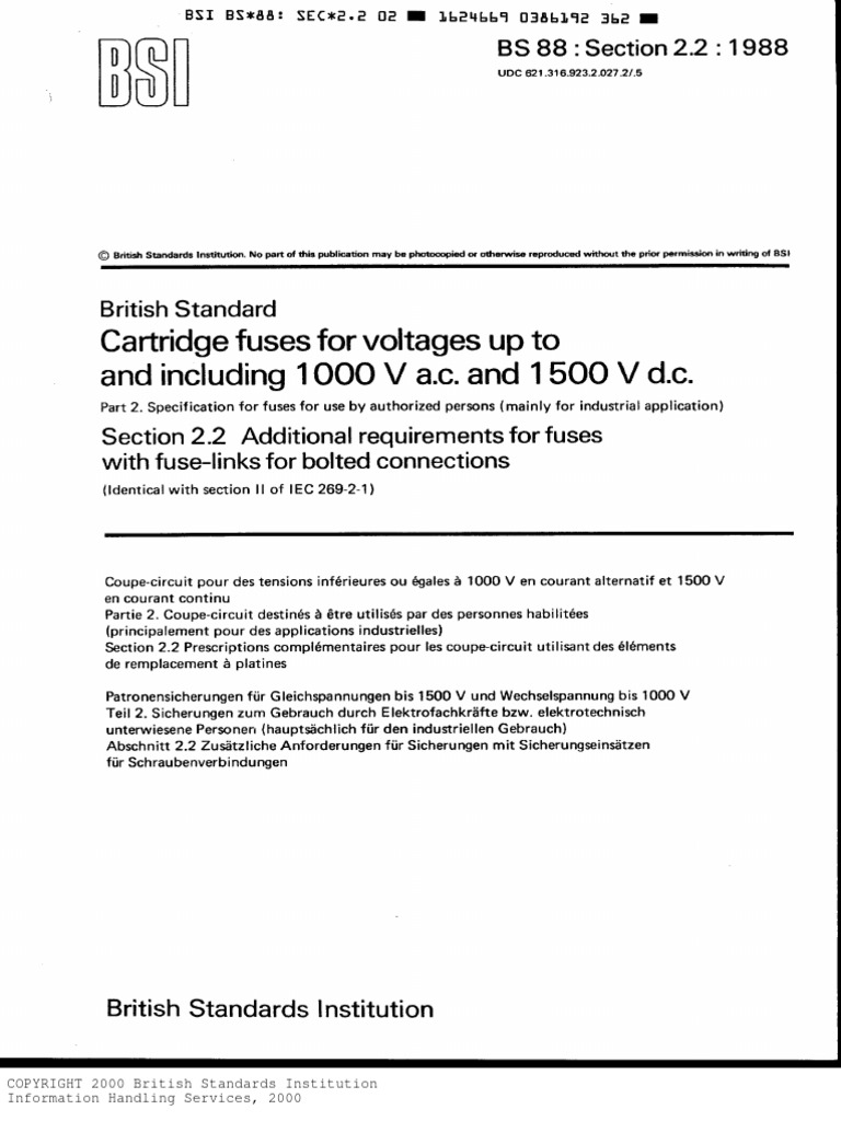 BS 88-2.2 1988 Amd-2 | PDF