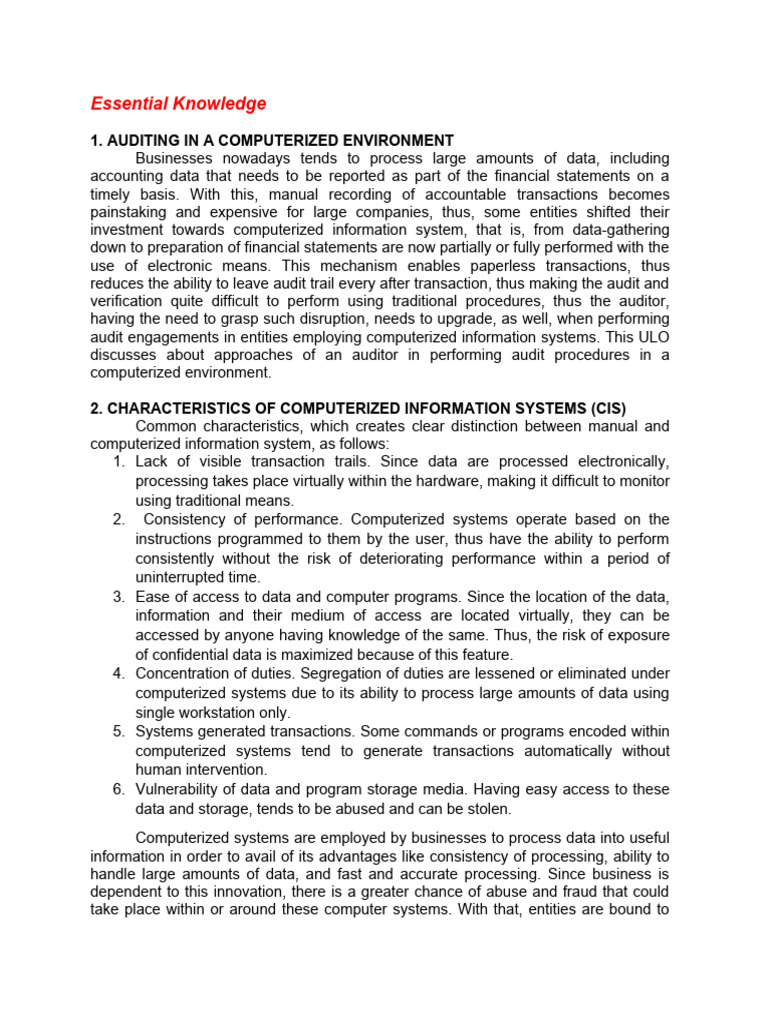 Audit in Computerized Environment 2 | PDF | Internal Control | Audit