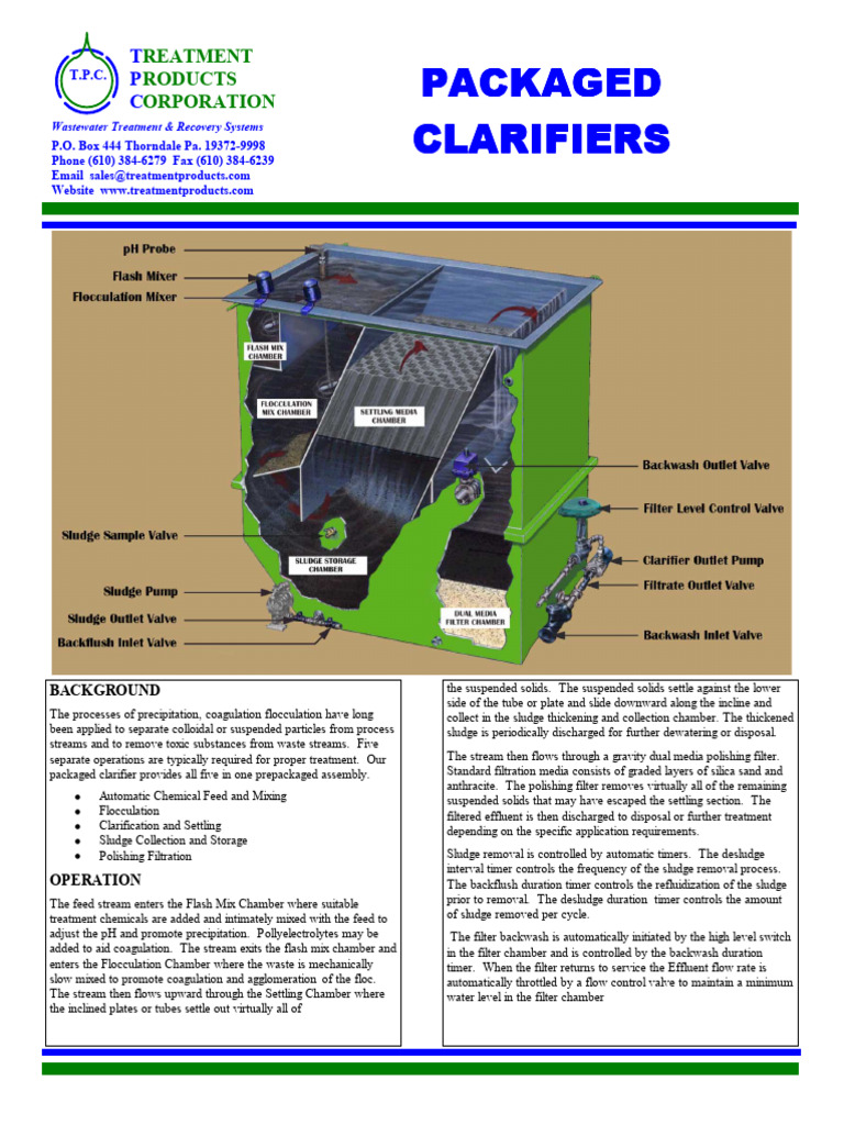 packaged clarifier | PDF | Chemical Engineering | Environmental Technology