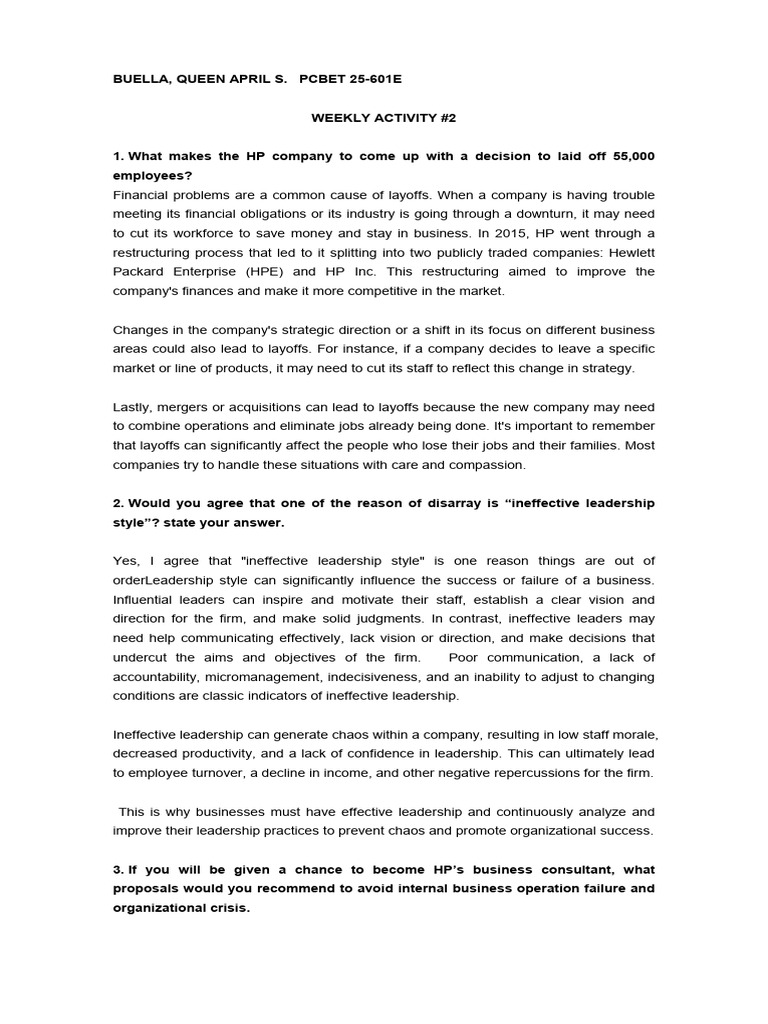 Buella - Weekly Activity#2 | PDF | Leadership | Innovation