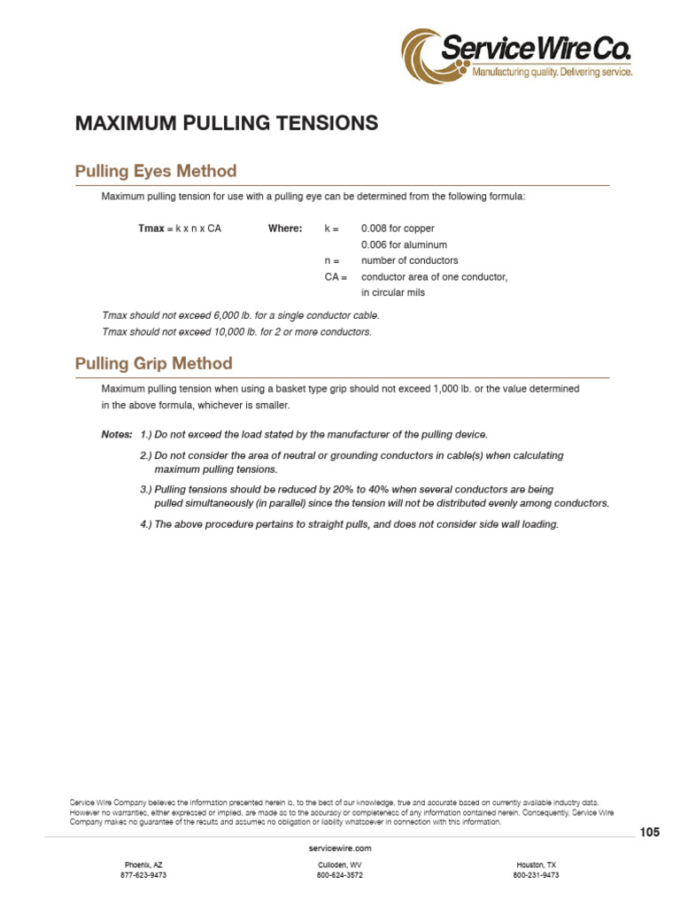 Max Pulling Tensions | PDF | Electrical Conductor | Electrical ...
