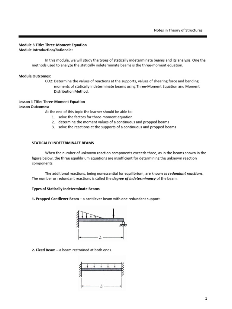 Module 3 Three Moment Equation | PDF | Beam (Structure) | Bending
