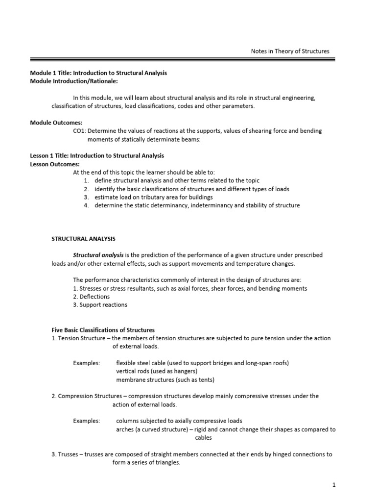 Module 1 Intro To Structural Anaylsis | PDF | Structural Analysis | Truss