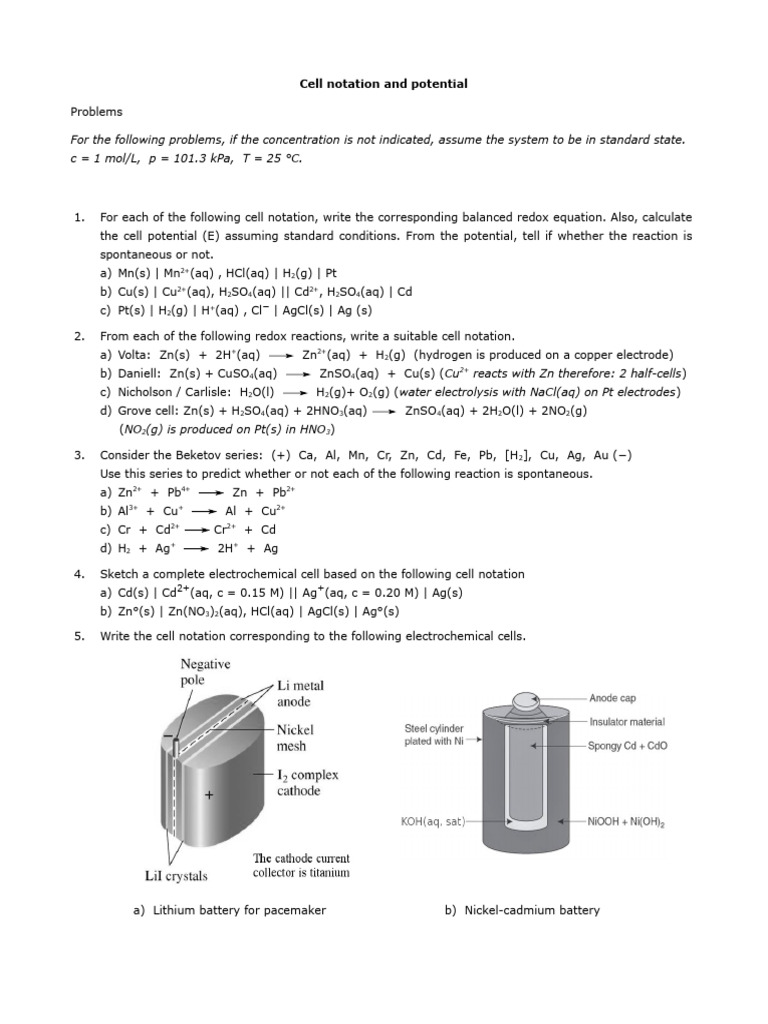 Ex Cell Notation | PDF | Chemistry | Electrochemistry