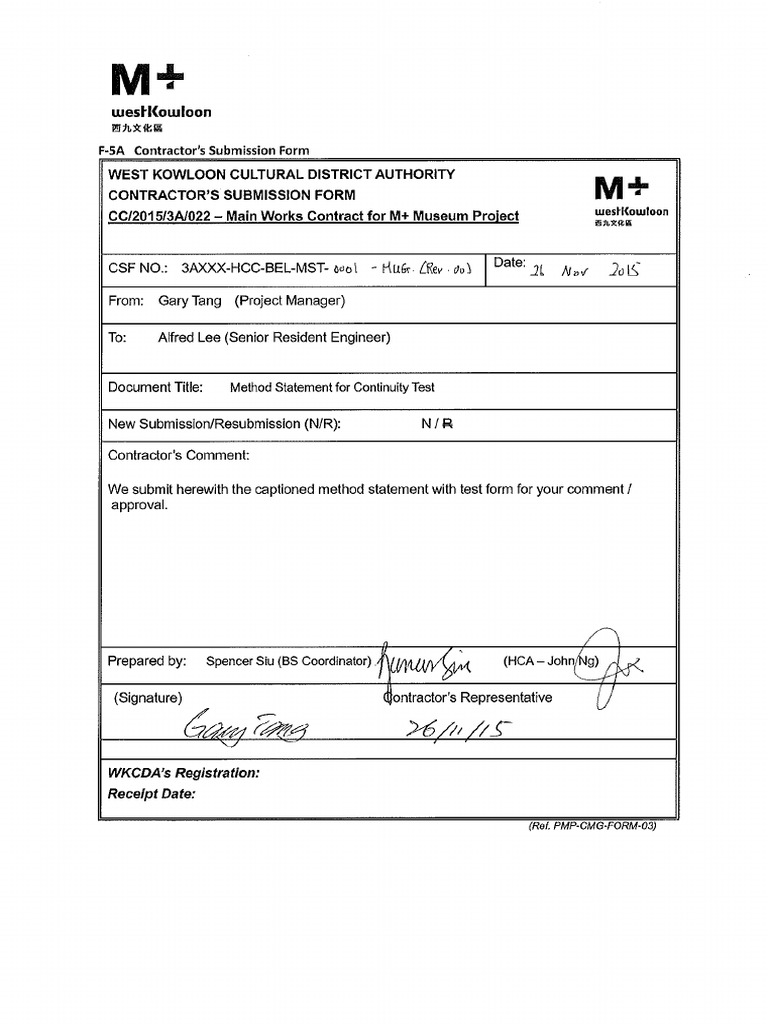 3AXXX-HCC-BEL-MST-0001-MUG (Rev.00) Method Statement For Continuity ...