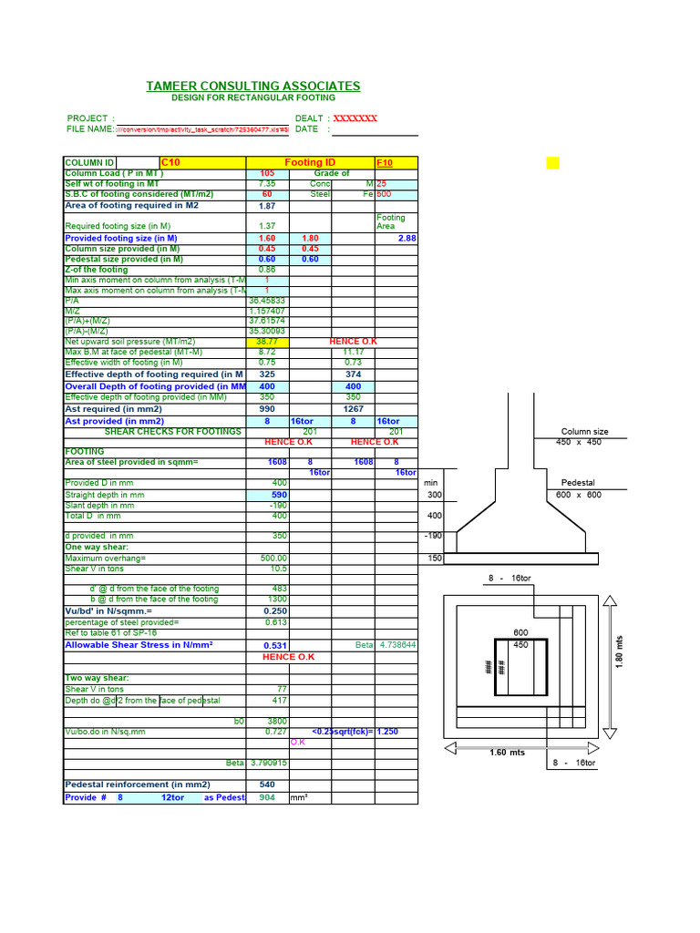 Rectangular Footing Sloped | PDF | Building Engineering | Materials