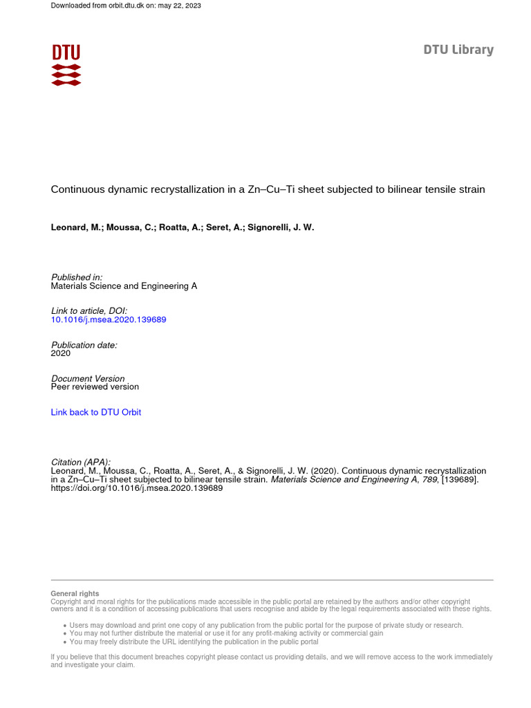 Continuous Dynamic Recrystallization in A Zn-Cu-Ti Sheet Subjected To ... Continuous Dynamic Recrystallization in A Zn-Cu-Ti Sheet Subjected To ...