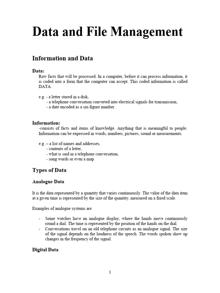 Data and File Management | PDF | Computer File | Bit Data and File Management | PDF | Computer File | Bit