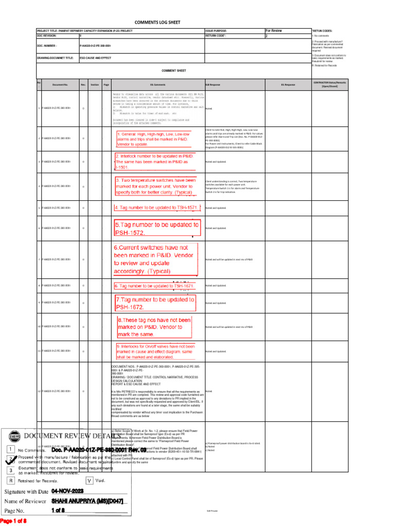 Comments Log Sheet | PDF | Alternating Current | Power Supply