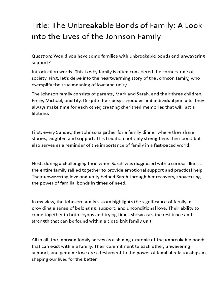 Unbreakable Bonds: The Johnson Family | PDF