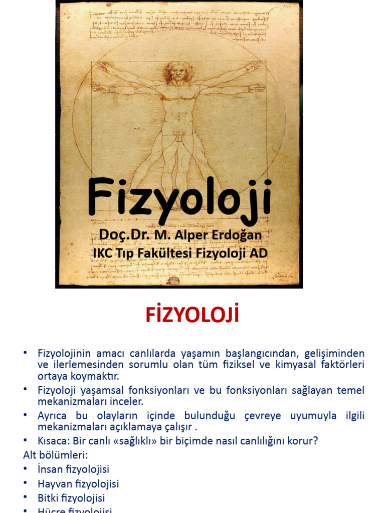 1 Fizyolojiye Giris Ve Ic Ortam M - Alper Erdogan Dis Hekimligi 2021 | PDF