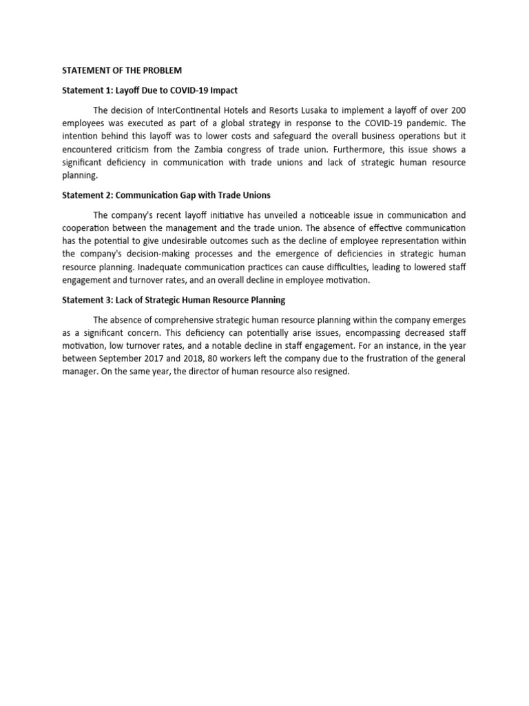 Sop and Actions of Intercontinental Hotel Case Study | PDF | Human ...