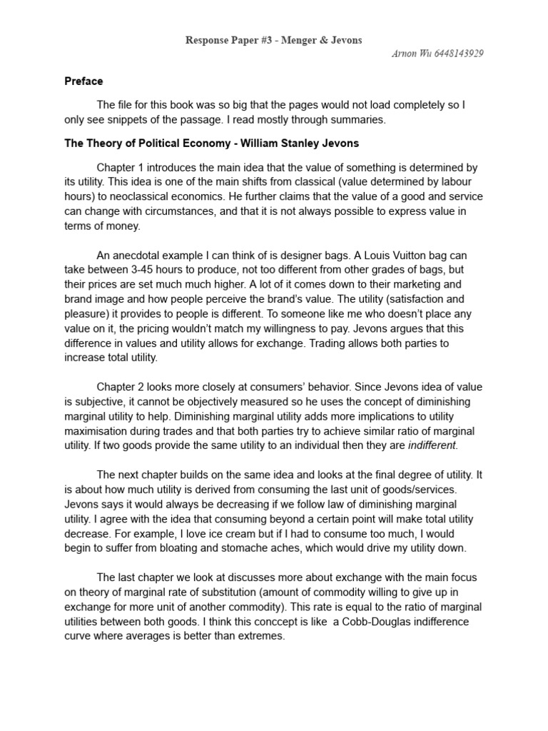 Jevons' Utility Theory Explained | PDF | Utility | Value (Economics)