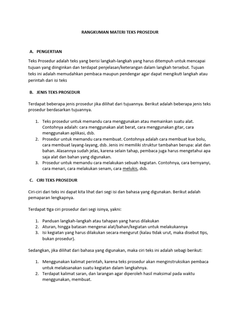 Rangkuman Materi Teks Prosedur | PDF