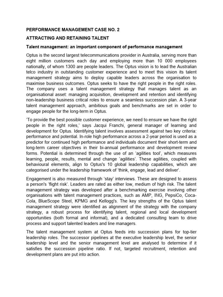 Case Study Attracting and Retaining Talent | PDF | Talent Management | Recruitment