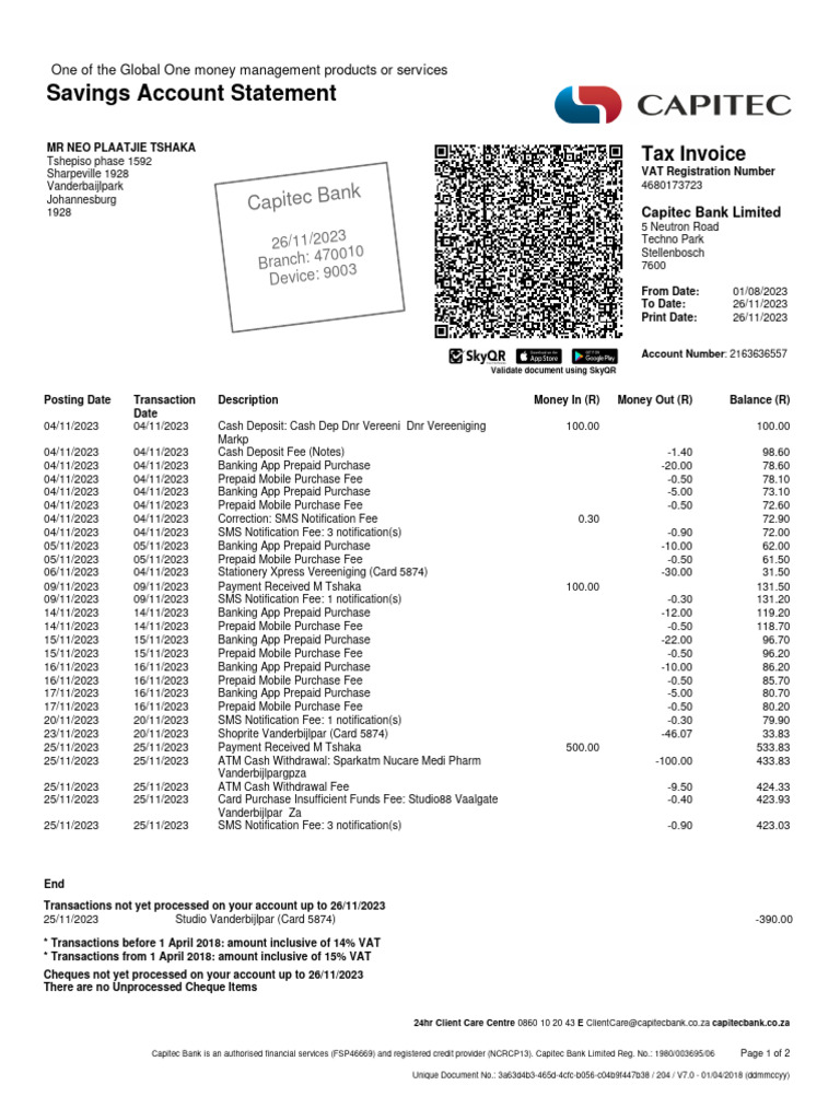 Account Statement | PDF | Debit Card | Stored Value Card