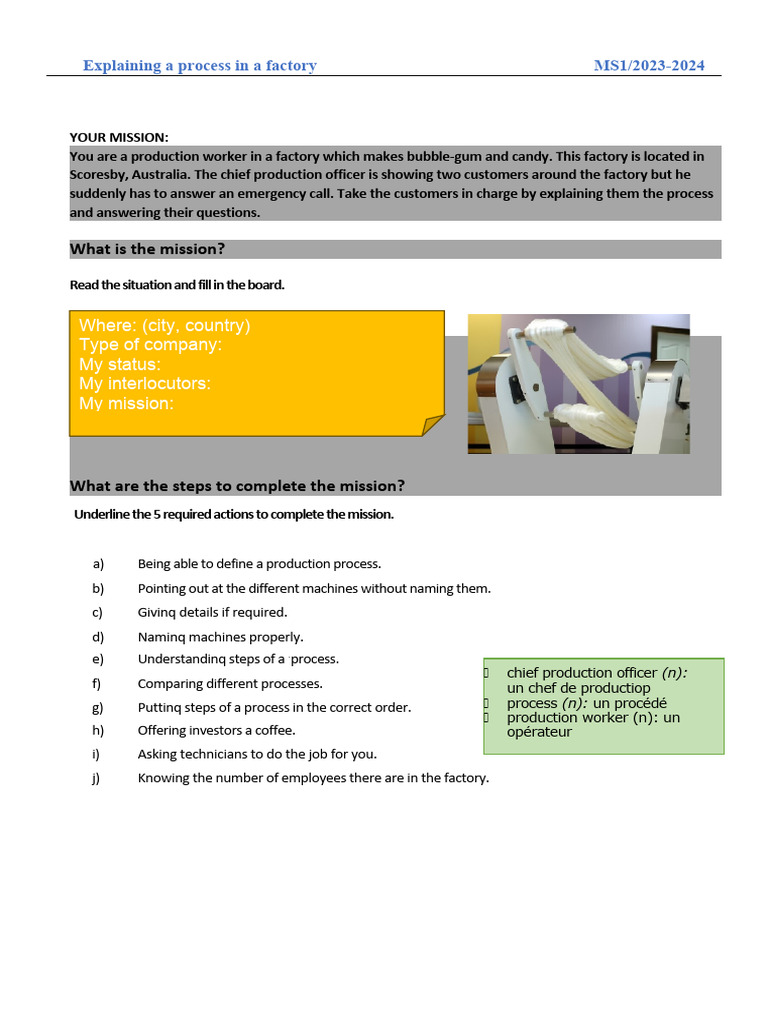 Explianing A Process in A Factory - English For Industry and Trade ...