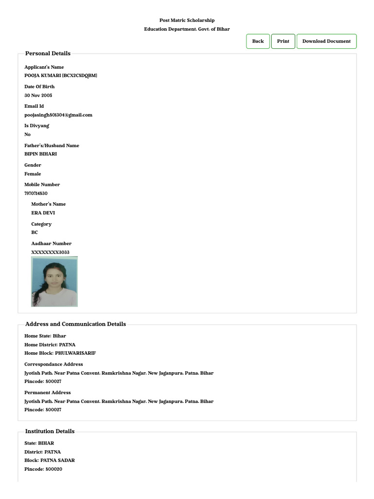 Bihar Student Scholarship Info | PDF | Service Industries