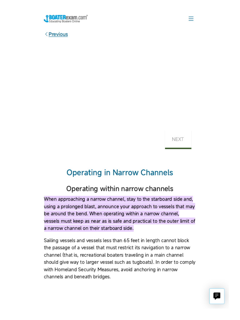 Operating in Narrow Channels - BOATERexam - Com® | PDF | Shipping ...