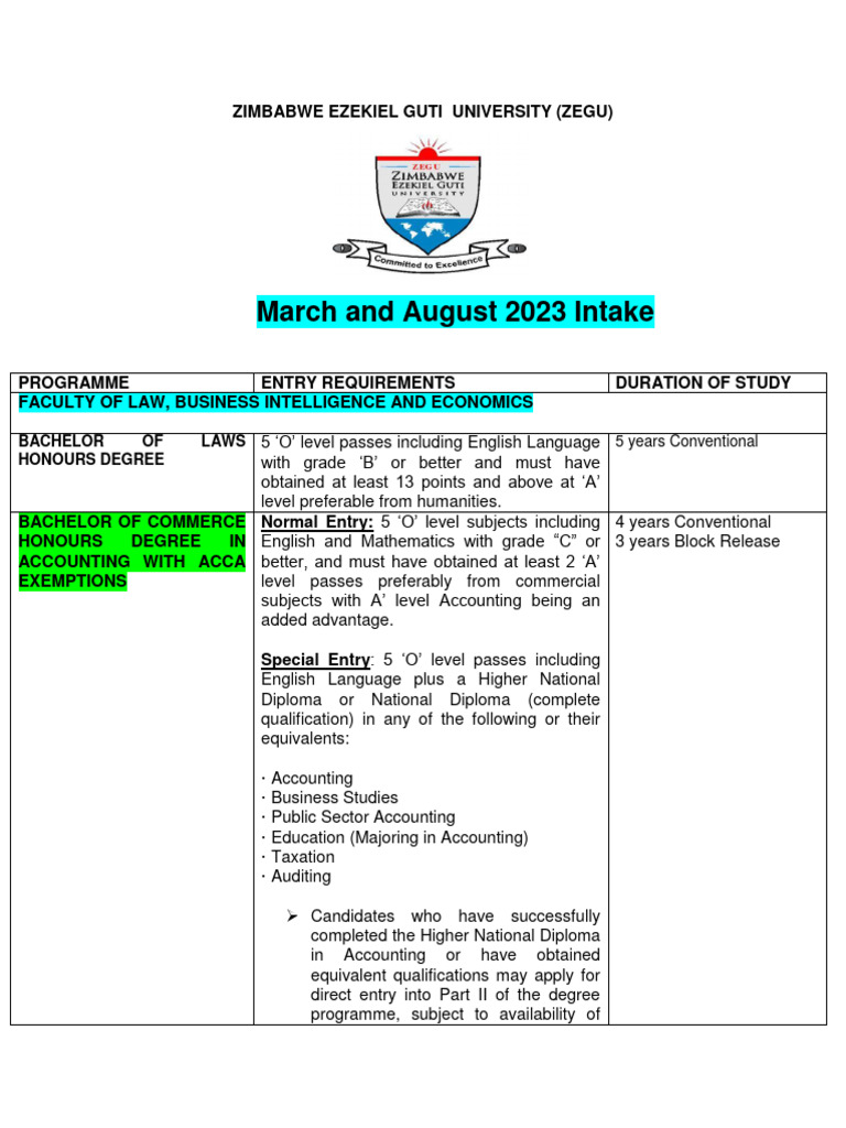 March & August 2023 Intake | PDF | Academic Degree | Bachelor's Degree