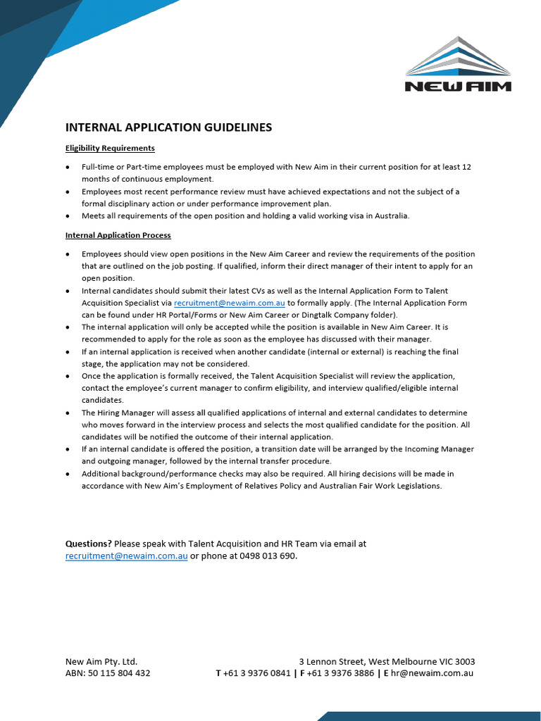 Internal Application Guidelines | PDF | Employment