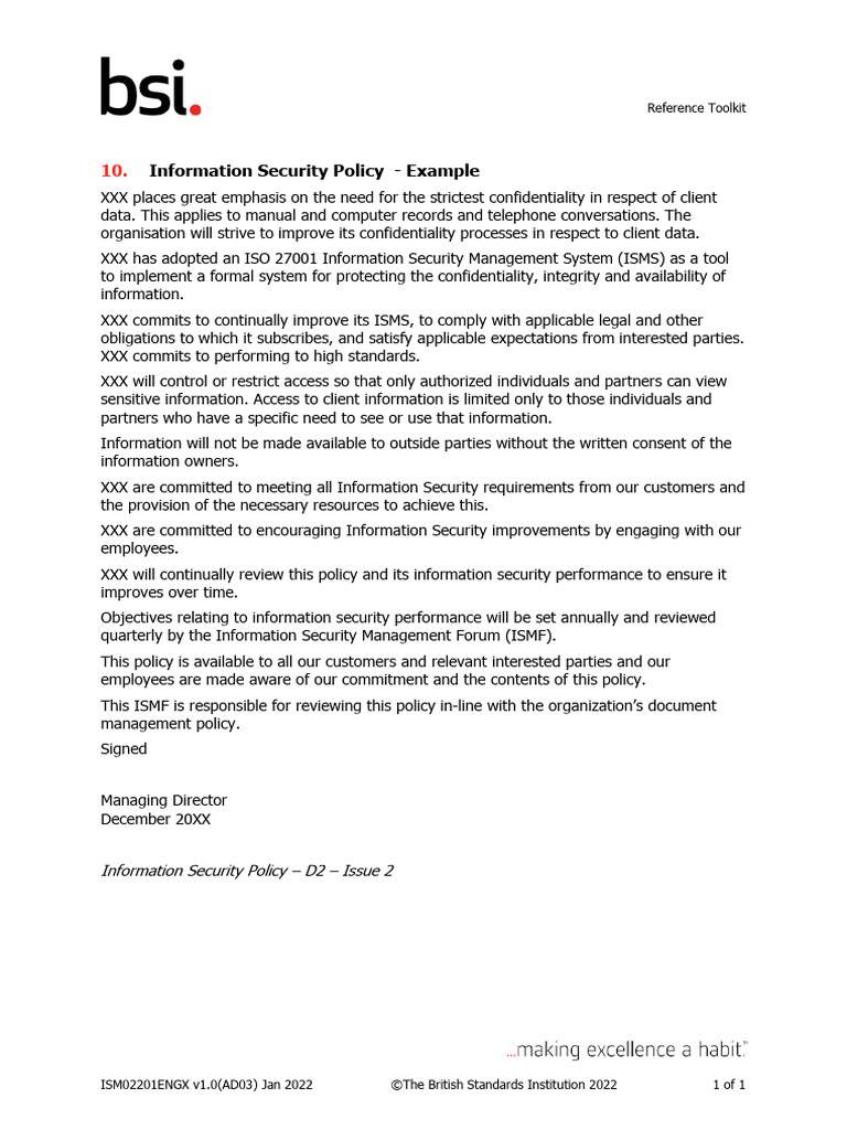 10-Information Security Policy Example | PDF