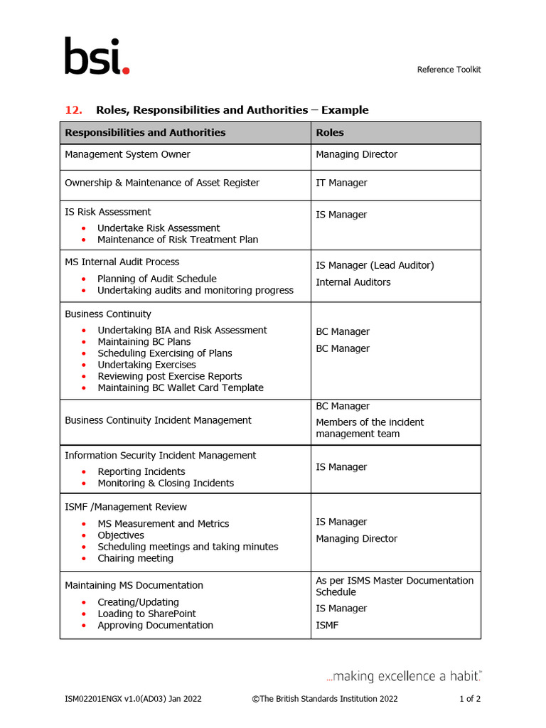 12-Roles Responsibilities and Authorities Example | PDF | Internal ...