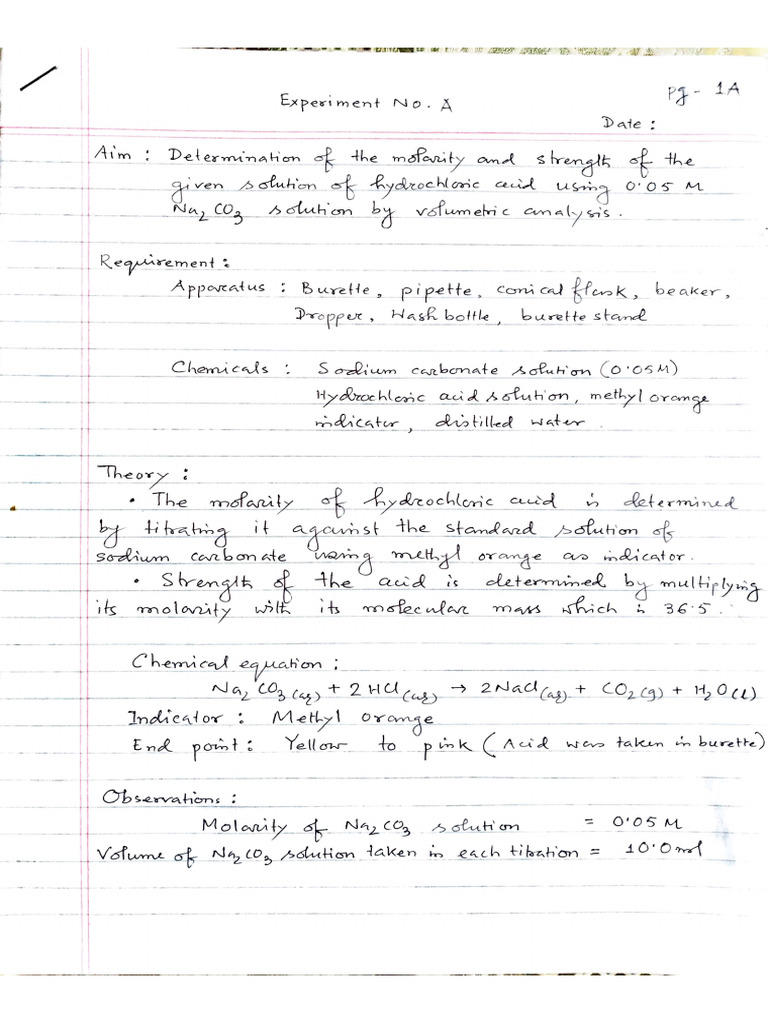 XI Chem Pract Titration | PDF