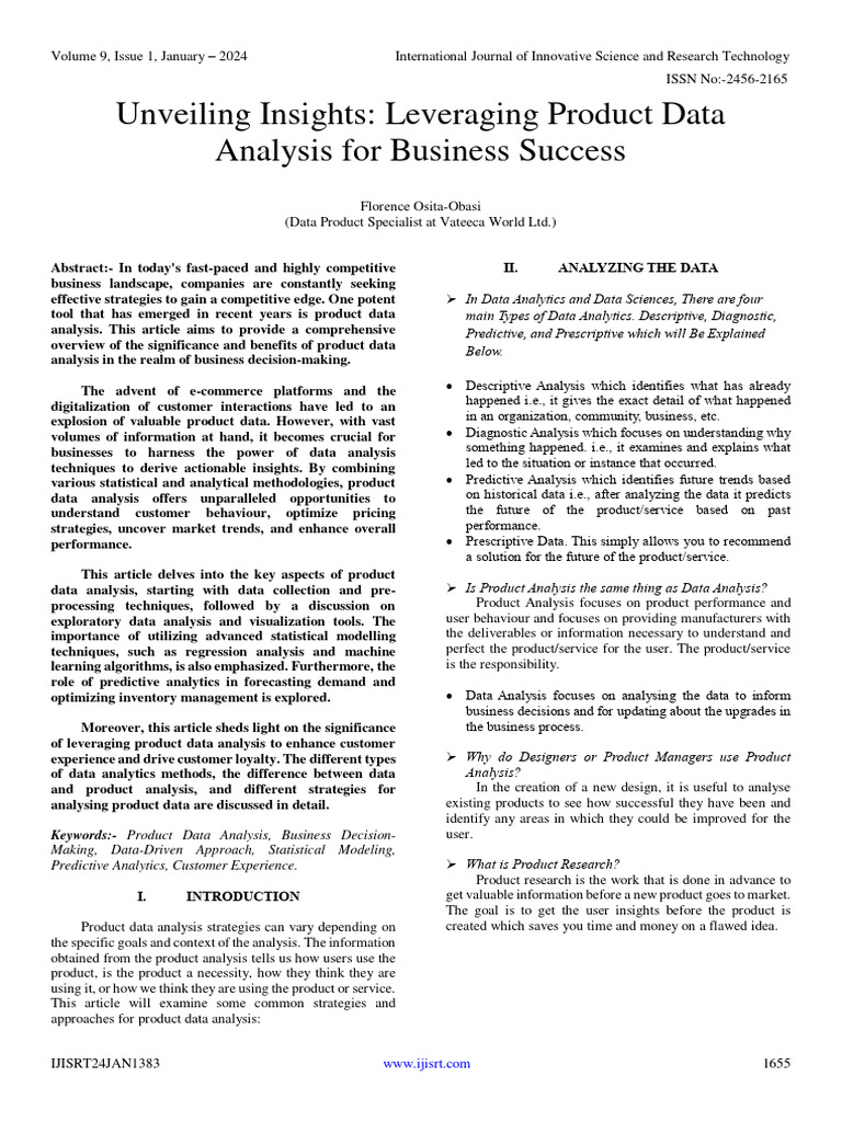 Unveiling Insights: Leveraging Product Data Analysis For Business Success | PDF | Data Analysis ...