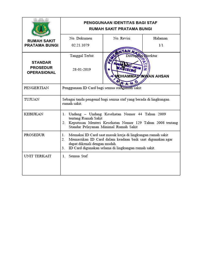 Sop Penggunaan Identitas Bagi Staf | PDF